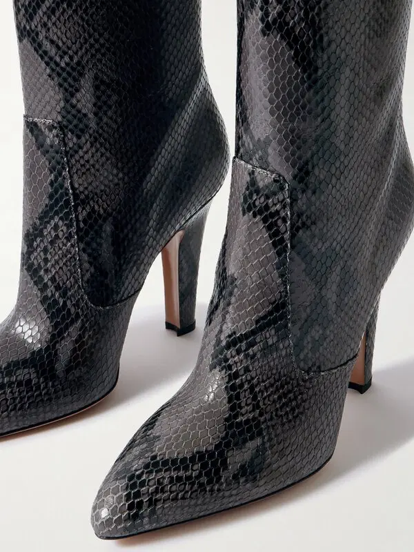 Paris Texas Elsa Snake-effect Leather Knee Boots