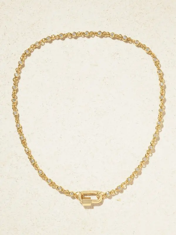 MARLA AARON 18-karat Diamond Necklace With Rolling Cans And Babylock Clasp - Gold