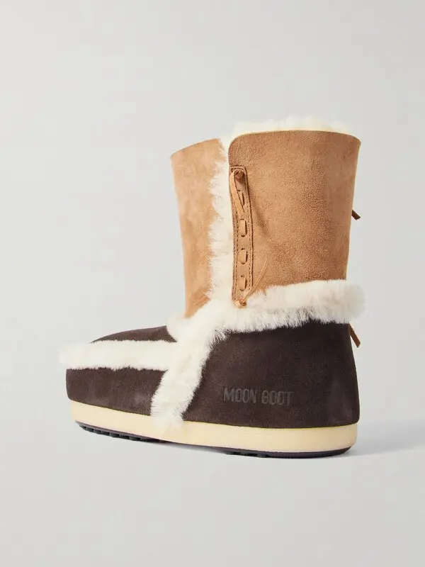Moon Boot Evx Shearling-trimmed Patchwork Suede Boots
