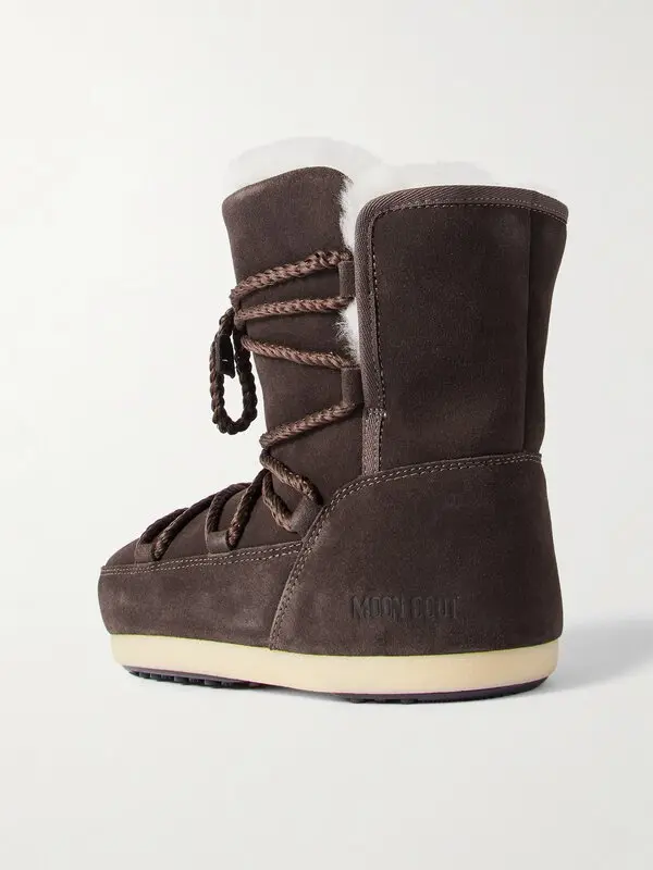 Moon Boot Evx Shearling-lined Suede Boots - Brown