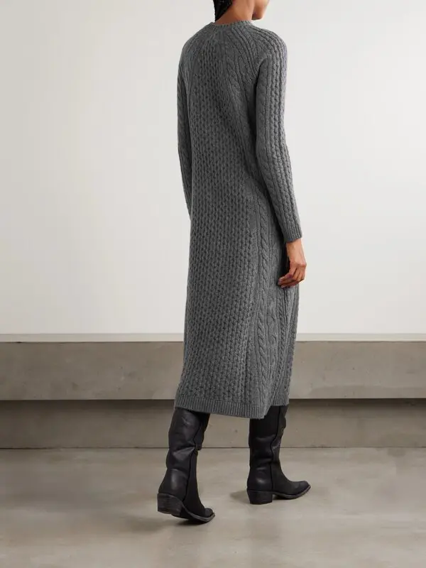 LISA YANG Nyla Cable-knit Cashmere Midi Dress
