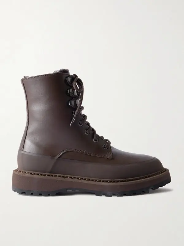 Le Monde Beryl Shearling-lined Leather Ankle Boots - Brown