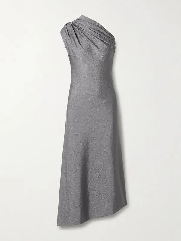 Khaite Coast Asymmetric One-shoulder Lurex Dress - Silver