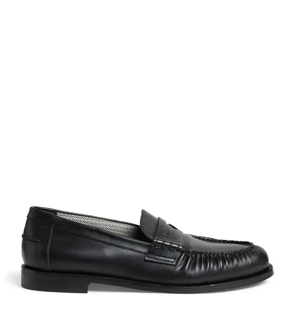 Emporio Armani Leather Loafers With Penny Slot - Black