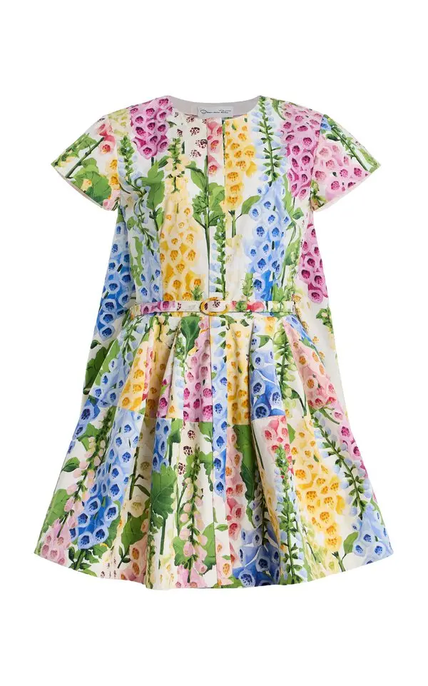 Oscar De La Renta Foxglove-printed Cotton-poplin Mini Dress - Multi