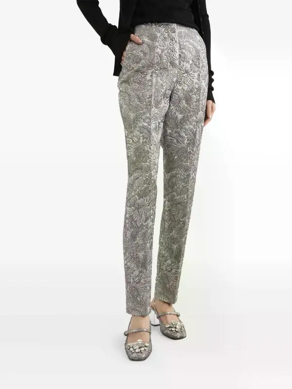 Dolce & Gabbana Tone Floral Jacquard Tailored Trousers