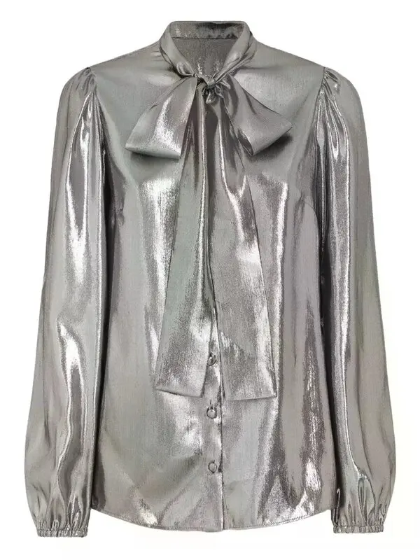 Dolce & Gabbana Lamé Chiffon Shirt With Bow Detail