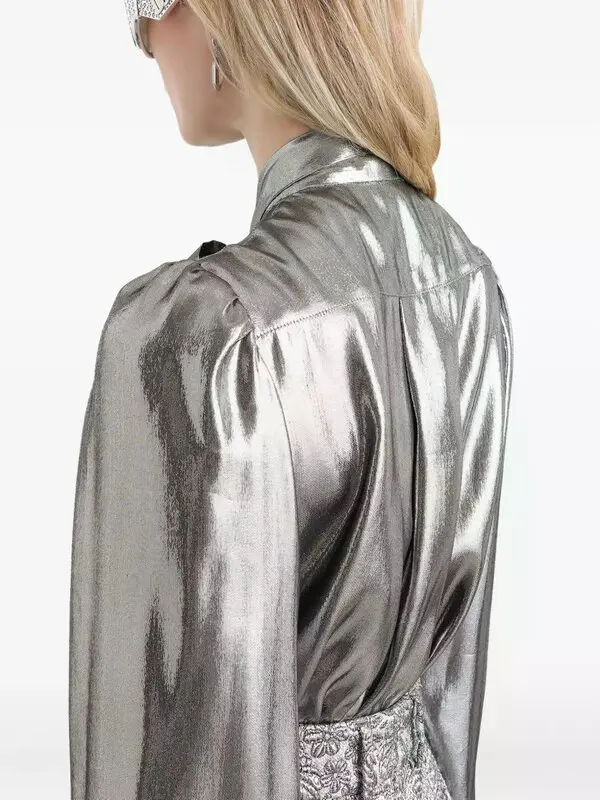 Dolce & Gabbana Lamé Chiffon Shirt With Bow Detail