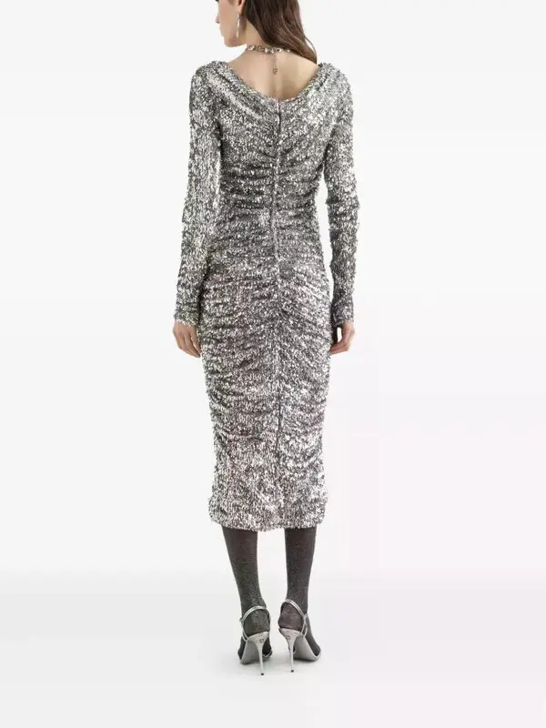 Dolce & Gabbana Draped Sequin Midi Dress