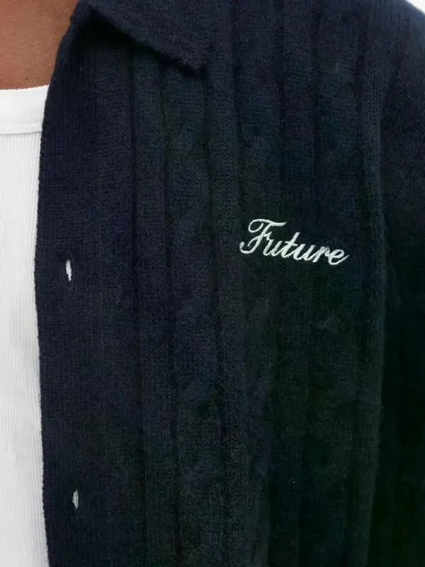 From Future Cable-knit Cashmere Cardigan - Blue