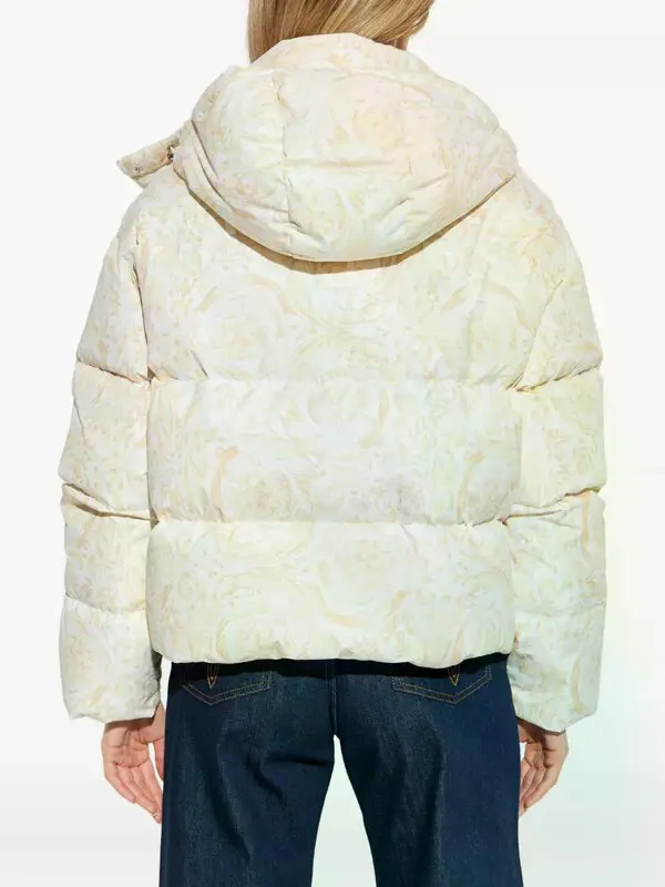 Versace Barocco Print Cropped Hooded Puffer Jacket