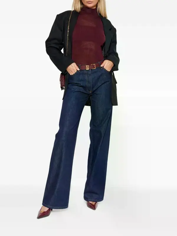 Versace Medusa Embellished Waistband Five-pocket Jeans