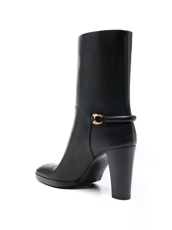 Saint Laurent Calf-leather Ankle Boots With Buckle Detail - Black