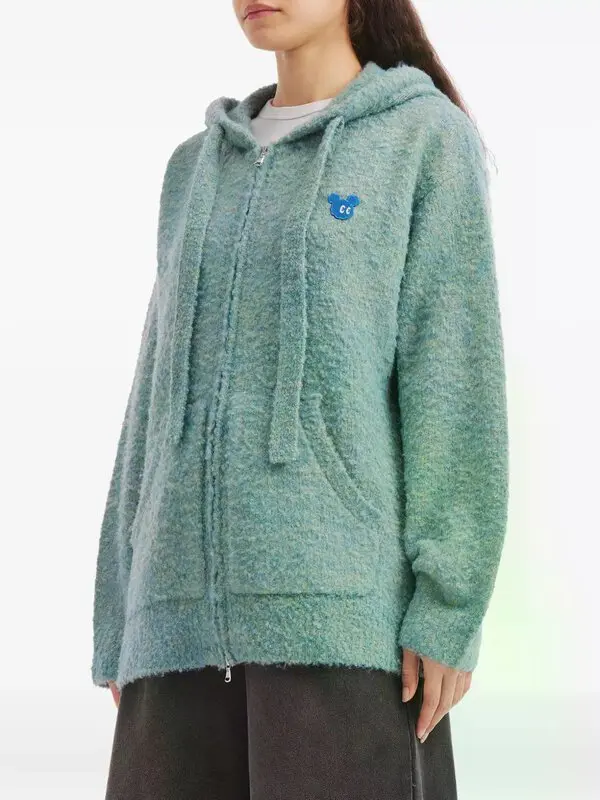 MINI CREAM Textured Knit Zip-fastening Hoodie - Blue