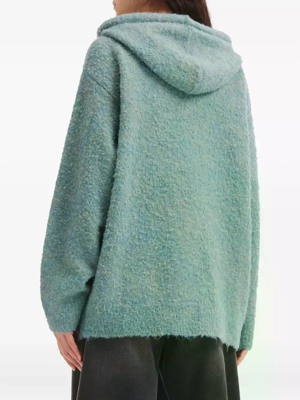 MINI CREAM Textured Knit Zip-fastening Hoodie - Blue