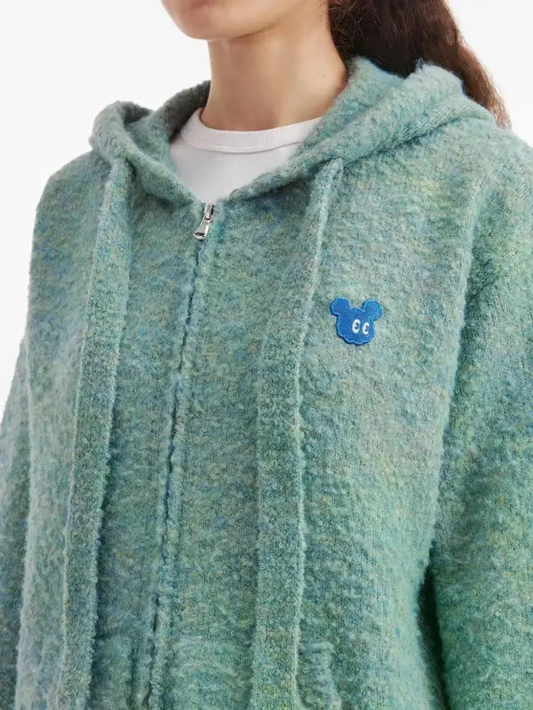 MINI CREAM Textured Knit Zip-fastening Hoodie - Blue
