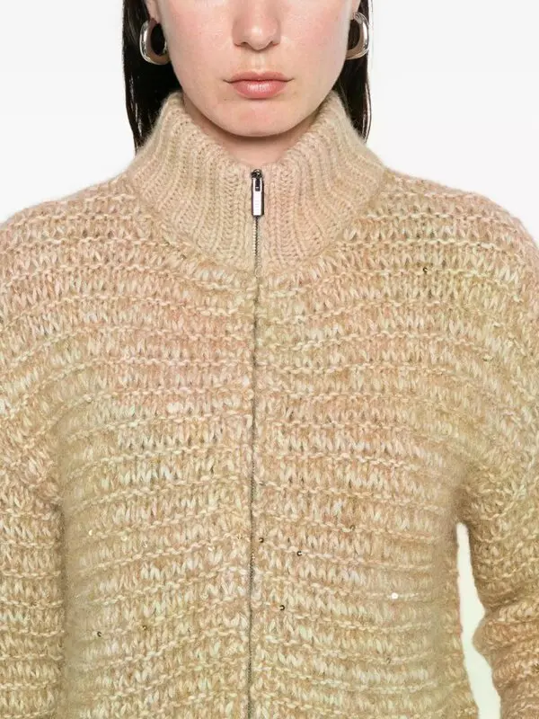 Peserico Zip-fastening Ribbed Knit Cardigan