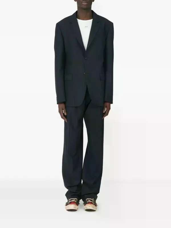 MAISON MARGIELA Pinstripe Wool Blazer - Blue
