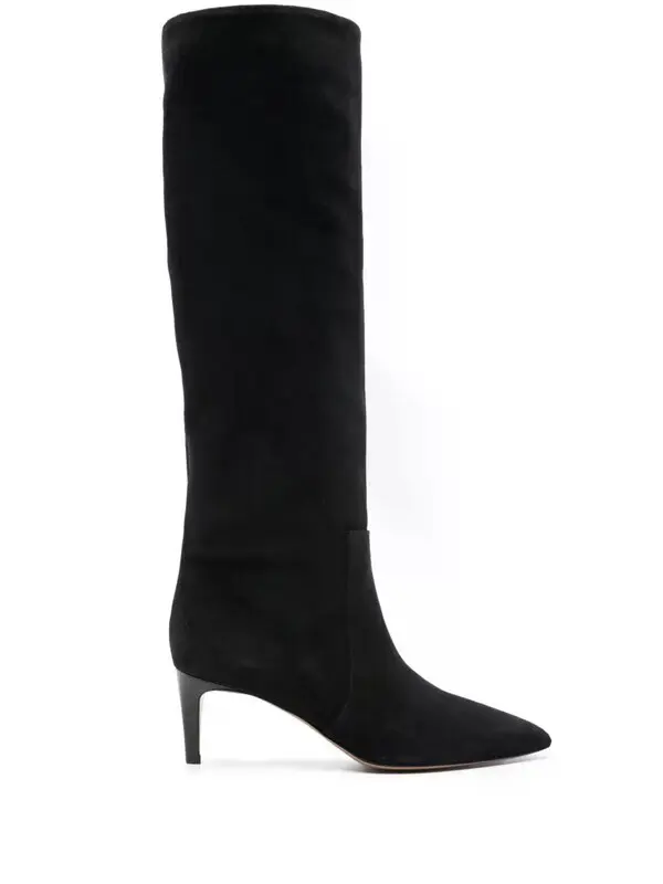 Paris Texas Suede Mid-calf Stiletto Boots - Black