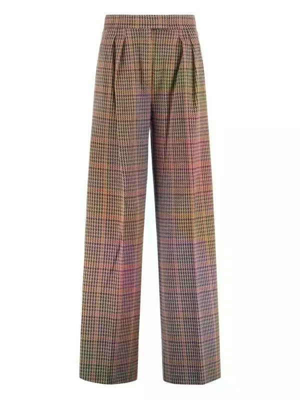 Max Mara Seggio Pleated Prince Of Wales Pattern Trousers - Neutrals