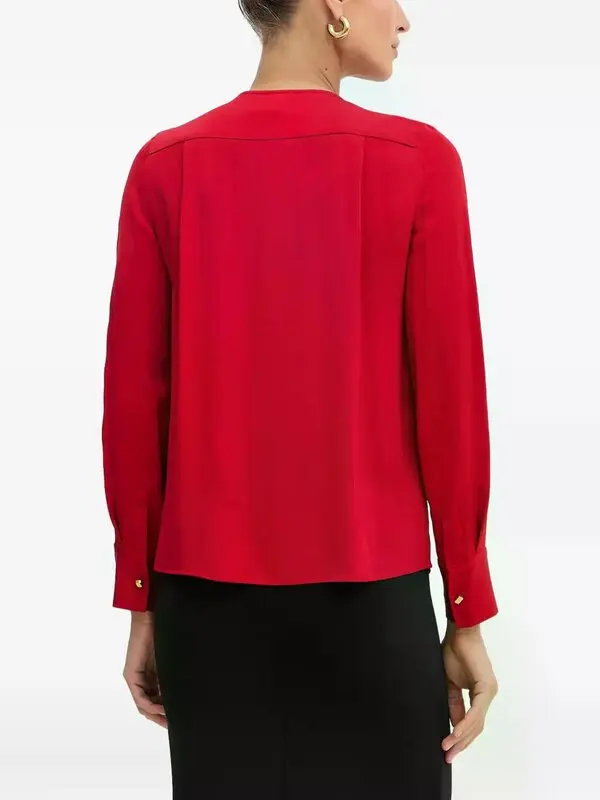 MARCIANO Pleated Keyhole Cut-out Blouse - Red