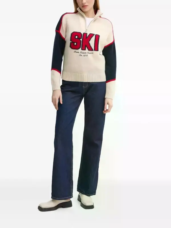 From Future Ski Graphic Zip-up Sweater - Neutrals
