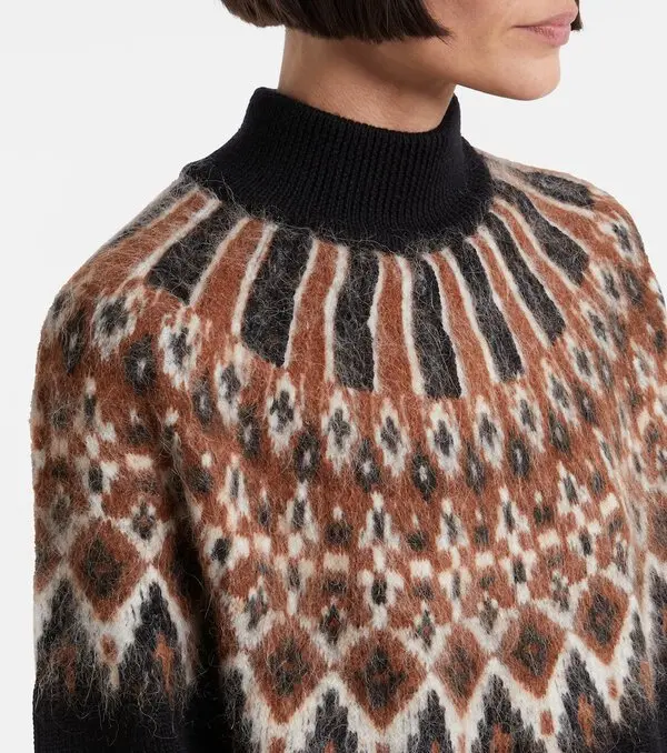 Staud Liza Fair Isle Wool-blend Sweater Dress - Black