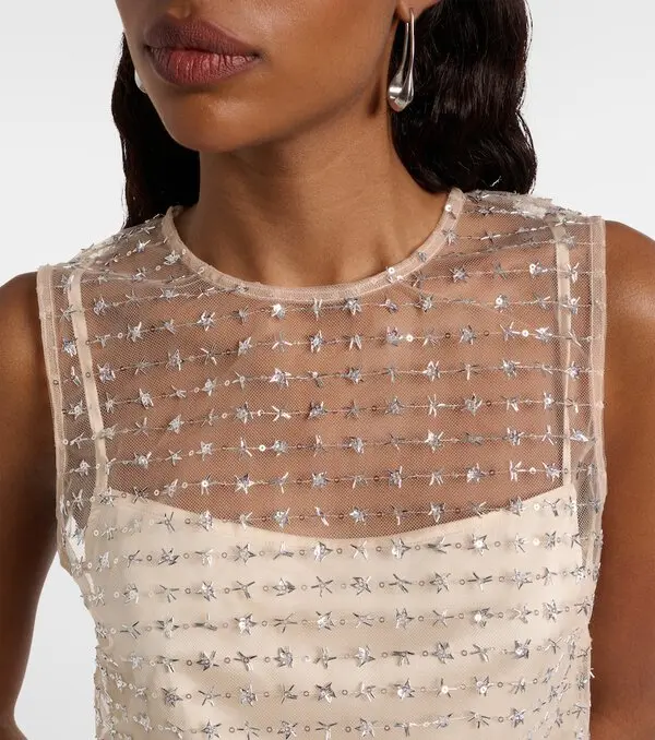 Staud Seraphina Sequined Tulle Top - Pink