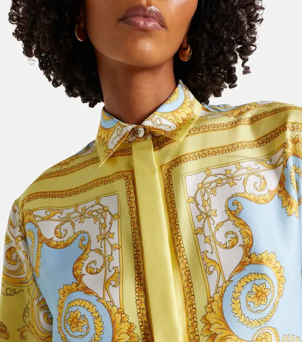 Versace Barocco Silk Twill Midi Dress