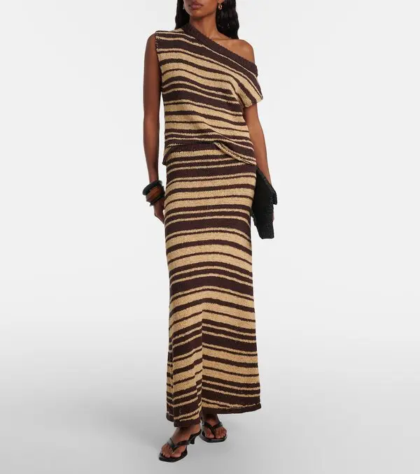 Faithfull The Brand Micah Striped Cotton-blend Maxi Skirt
