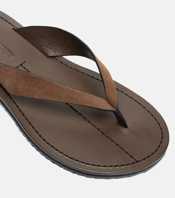A.emery Flora Suede Thong Sandals - Brown