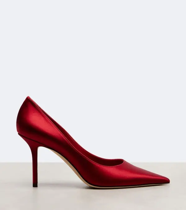 JIMMY CHOO Love 85 Satin Pumps - Red