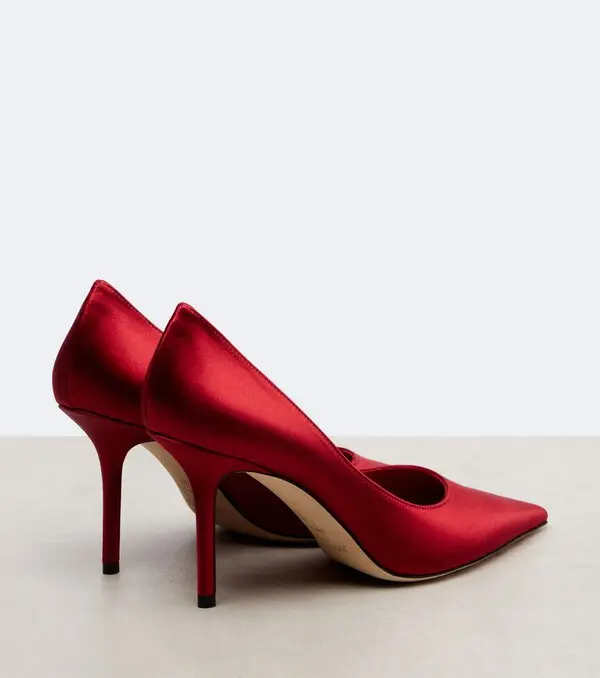 JIMMY CHOO Love 85 Satin Pumps - Red