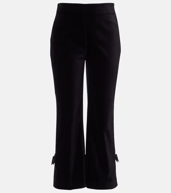 Posse Quincy Cropped Cotton Velvet Pants With Bow Detail