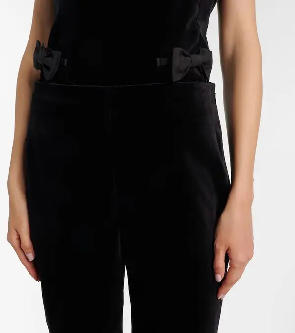 Posse Quincy Cropped Cotton Velvet Pants With Bow Detail