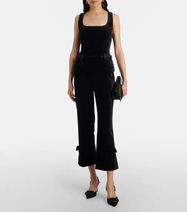 Posse Quincy Cropped Cotton Velvet Pants With Bow Detail