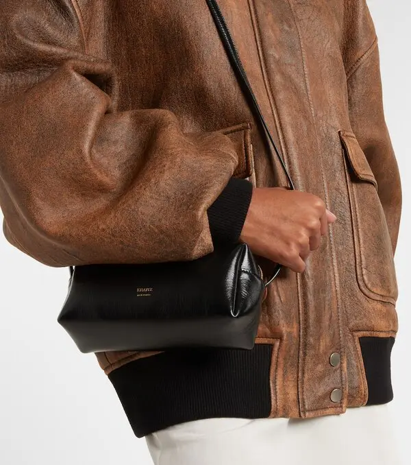 Khaite Mini Leather Cross Body Bag - Black