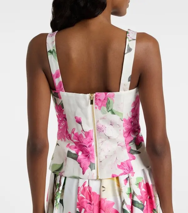 LEO LIN Isadora Printed Linen-blend Top