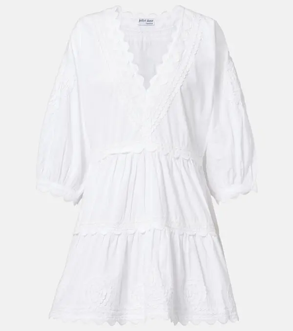 JULIET DUNN Embroidered Cotton Poplin Minidress - White