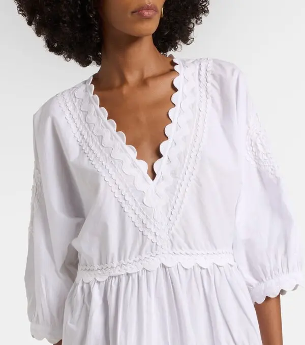 JULIET DUNN Embroidered Cotton Poplin Mini Dress - White