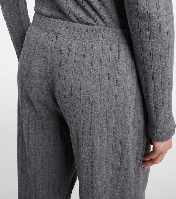 LESET Pointelle Cotton Wide-leg Trousers - Grey
