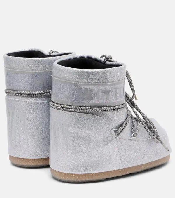 Moon Boot Icon Low Glitter Lace-up Boots - Silver