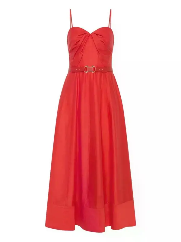 Rebecca Vallance Twisted Belted Midi Dress - Red
