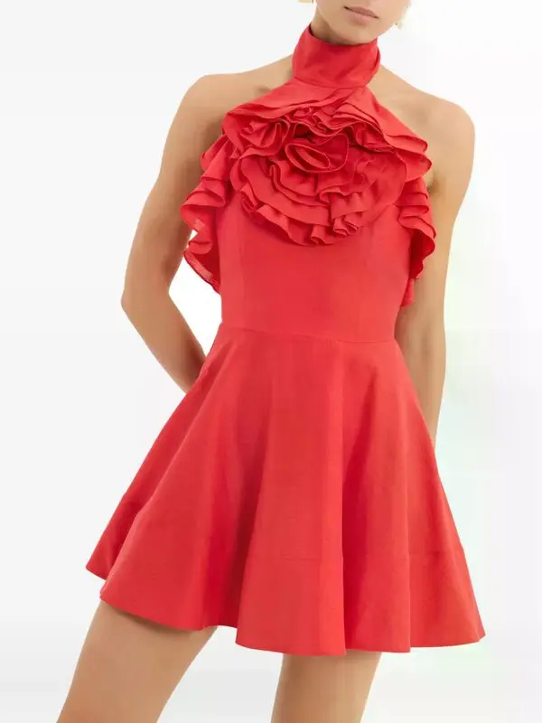 Rebecca Vallance Ruffled Halterneck Mini Dress