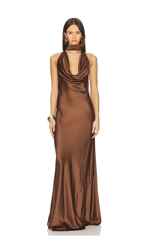 STONE COLD FOX X Revolve Amelia Gown - Brown