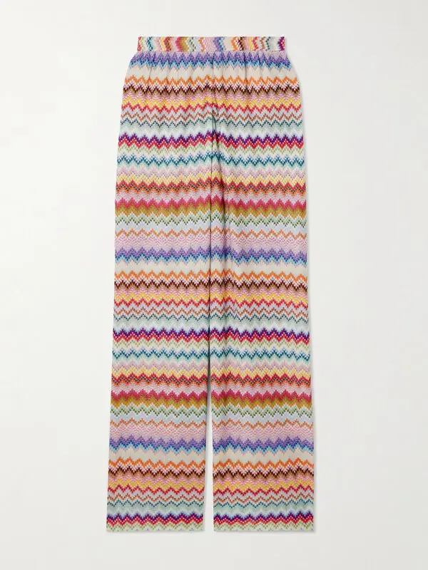 Missoni Striped Metallic Crochet-knit Wide-leg Trousers - Multi