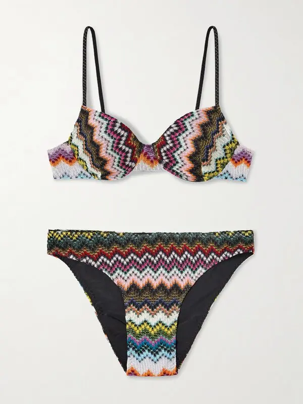 Missoni Metallic Striped Crochet-knit Bikini - Multi