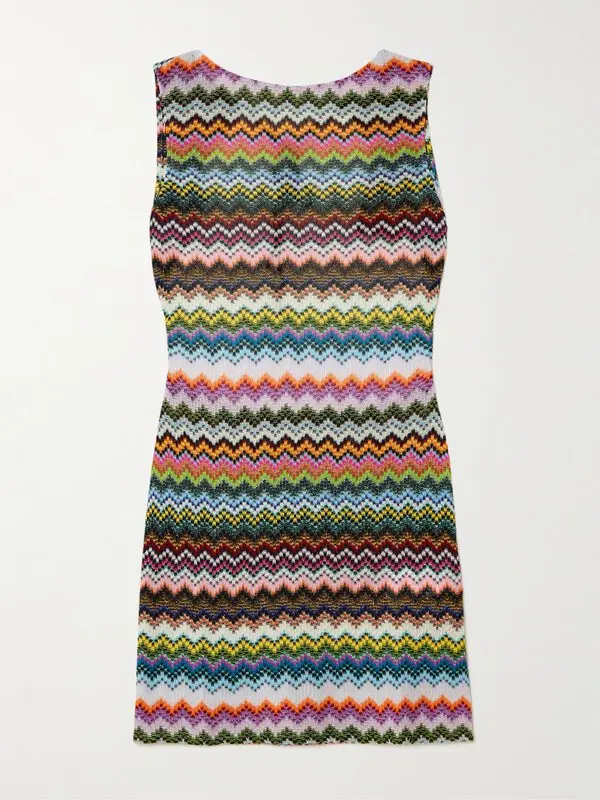 Missoni Mare Open-back Striped Metallic Crochet-knit Mini Dress - Multi