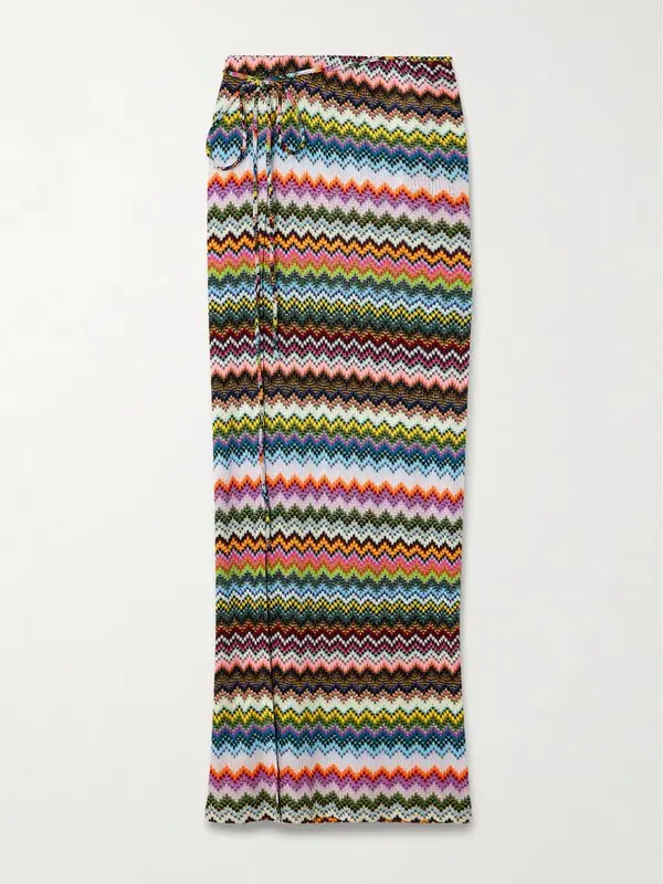 Missoni Mare Striped Metallic Crochet-knit Maxi Wrap Skirt - Multi