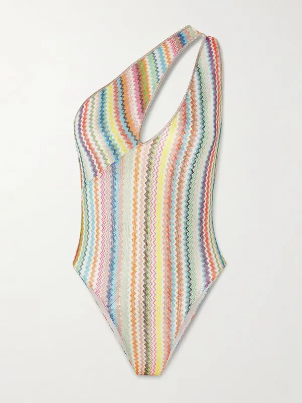 Missoni One-shoulder Crochet-knit Swimsuit - Multi
